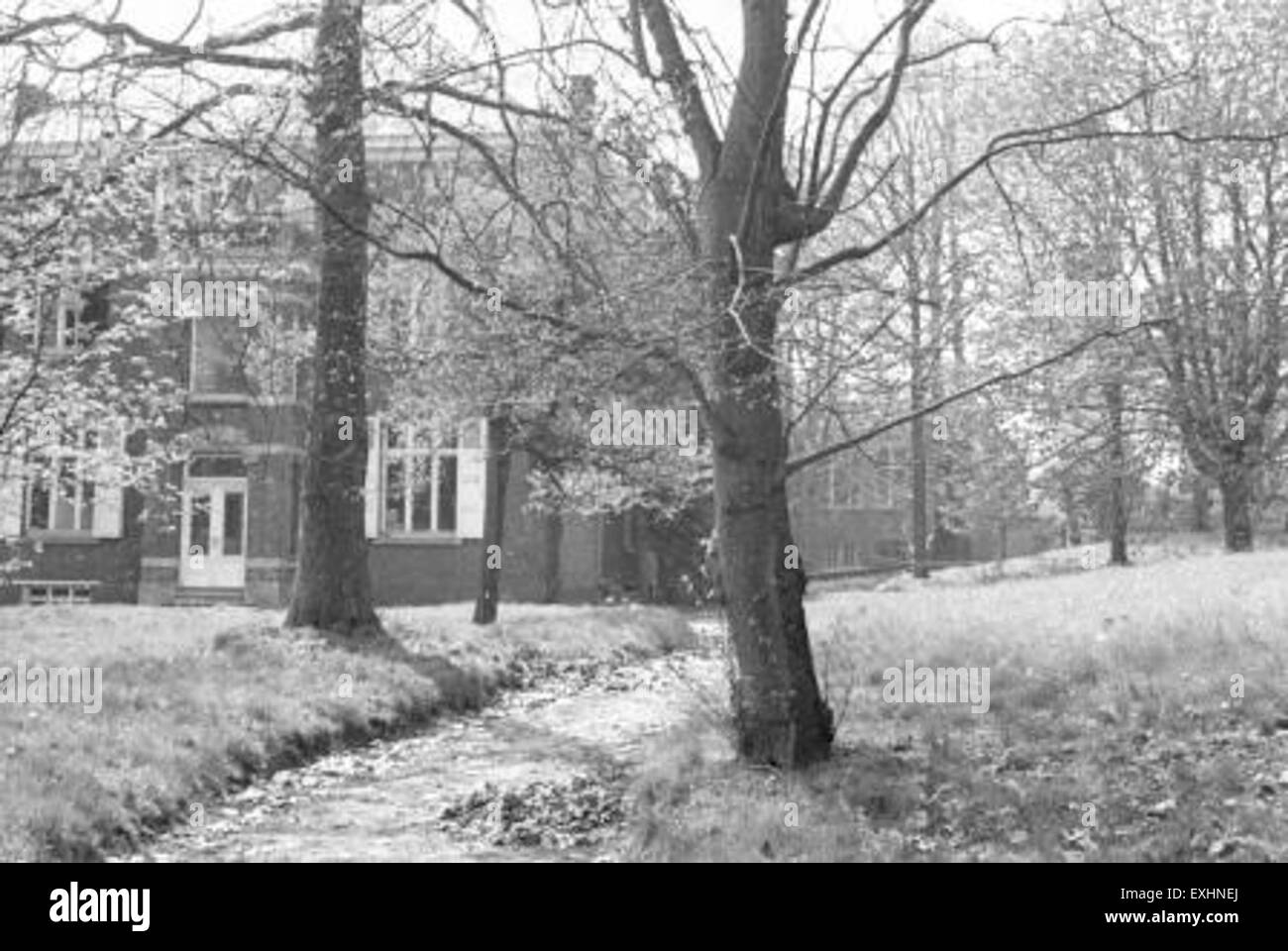 This image captures the rear view of the Home of Hope, a building ...