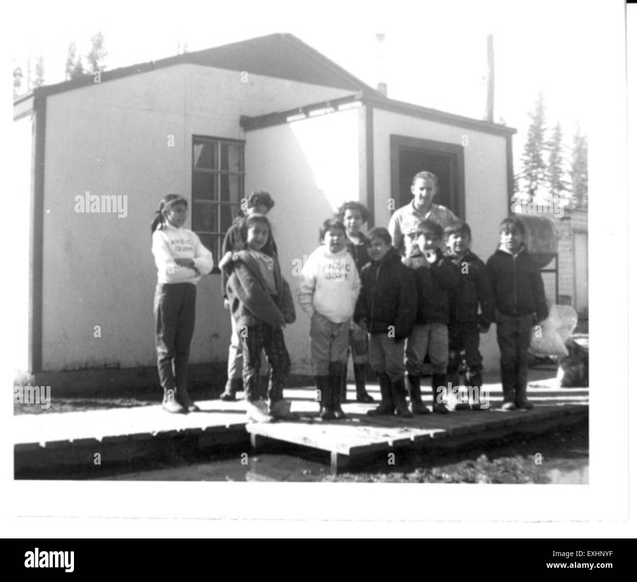 A photo of school children from Anzac, Alberta, depicting a moment from ...