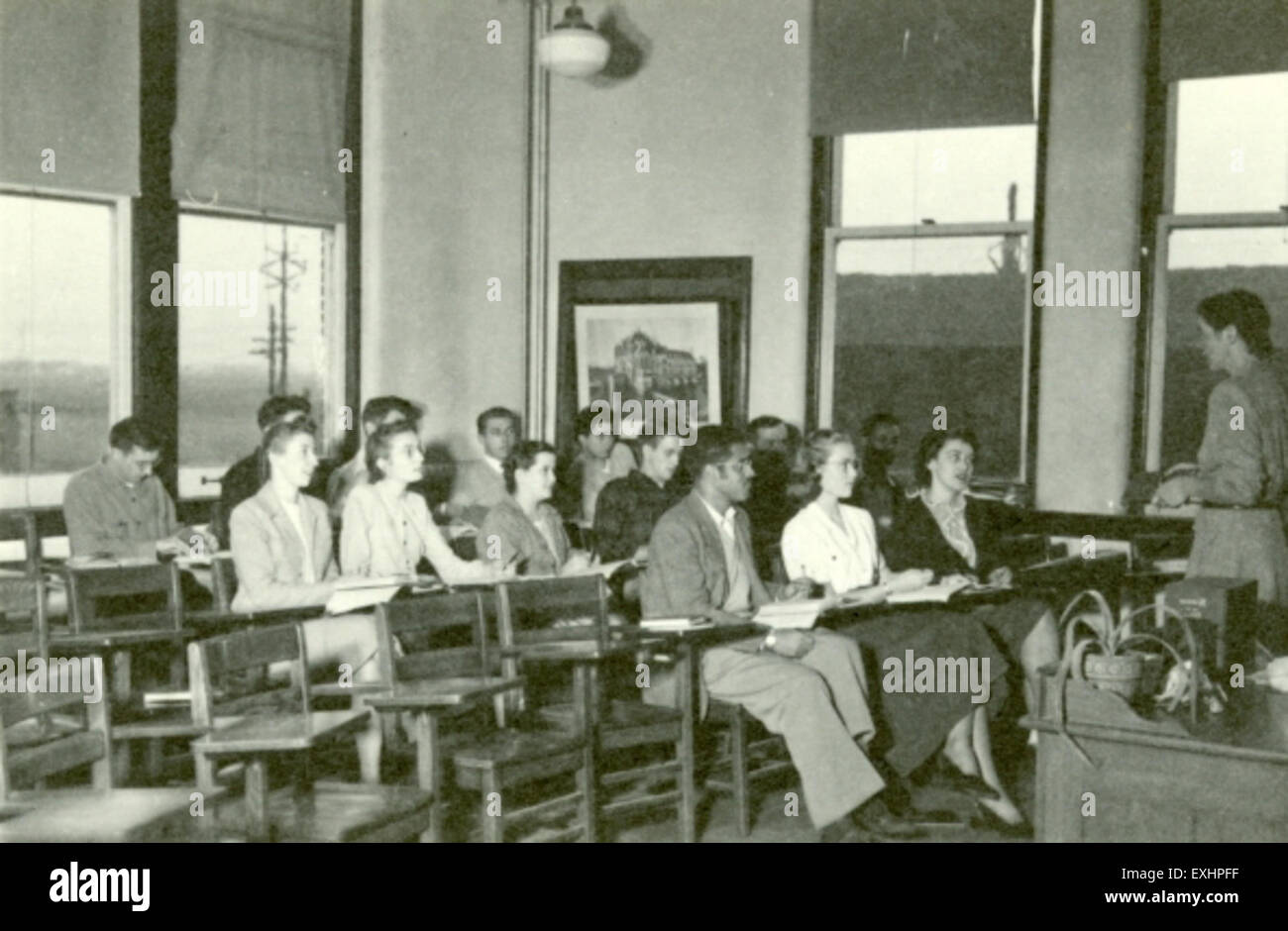 A photo of a Spanish language class at Goshen College shows students ...
