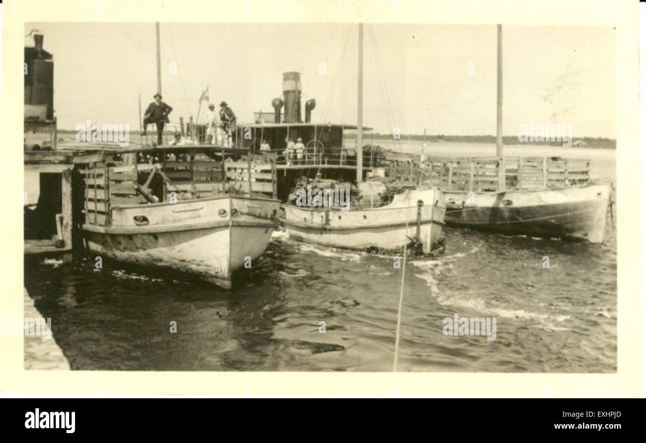 This historical photograph depicts a steamer at Concepcion, Paraguay ...
