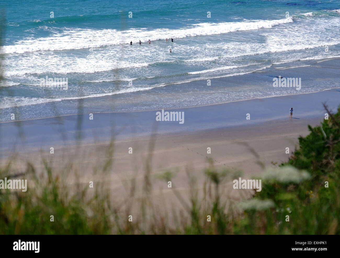 Bathers in the sea at Whitesands, Pembrokeshire,Wales,UK Stock Photo ...