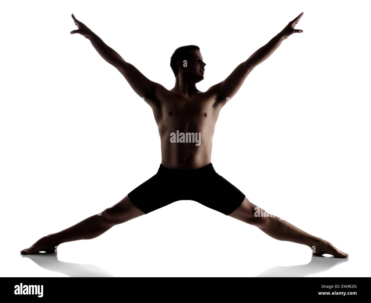 Silhouette of an muscular adult male modern contemporary ballet style ...