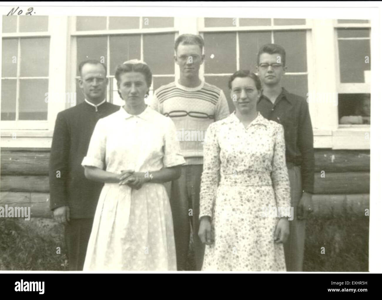 This historical photograph captures teachers at Four Mile Creek ...