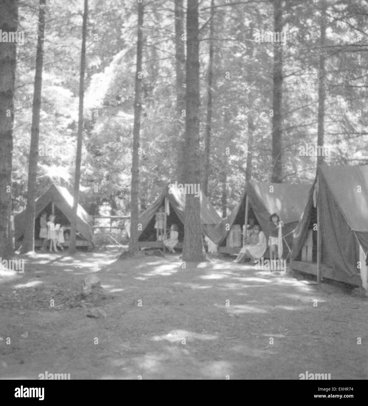 This photograph showcases tents at the Fresh Air Camp in Hubbard ...