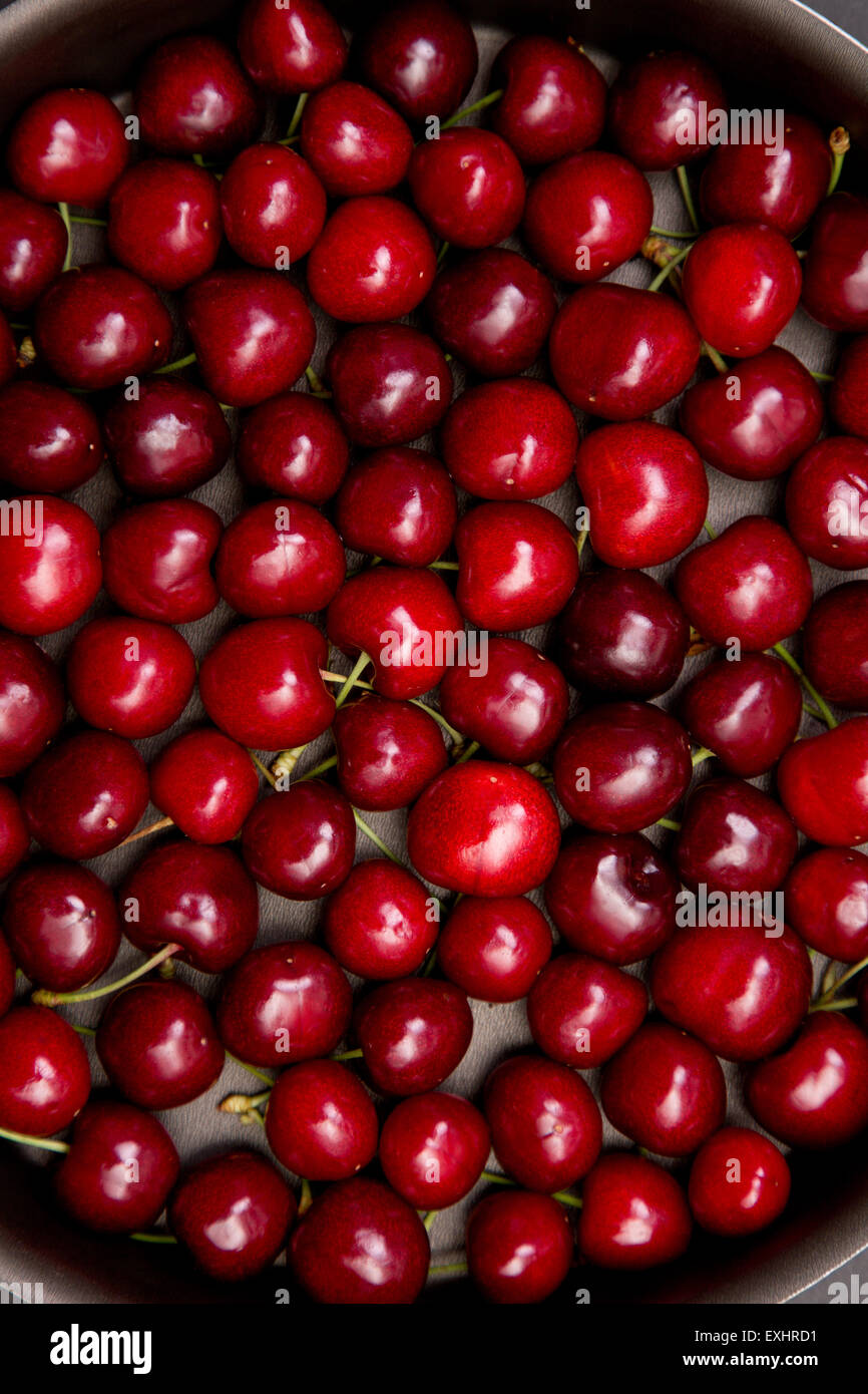 Sweet fresh cherry background, top view Stock Photo - Alamy