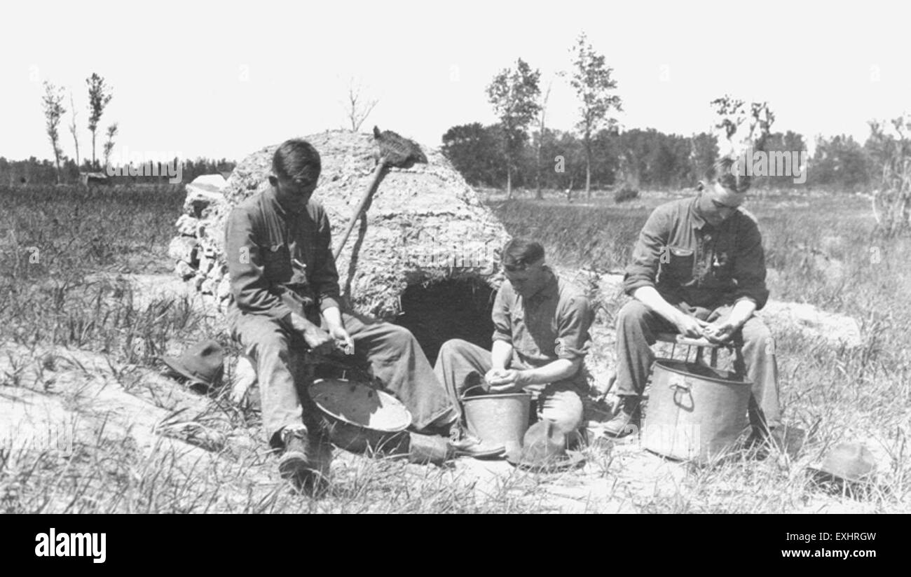 This historical photograph from Camp Funston shows three Quaker boys ...