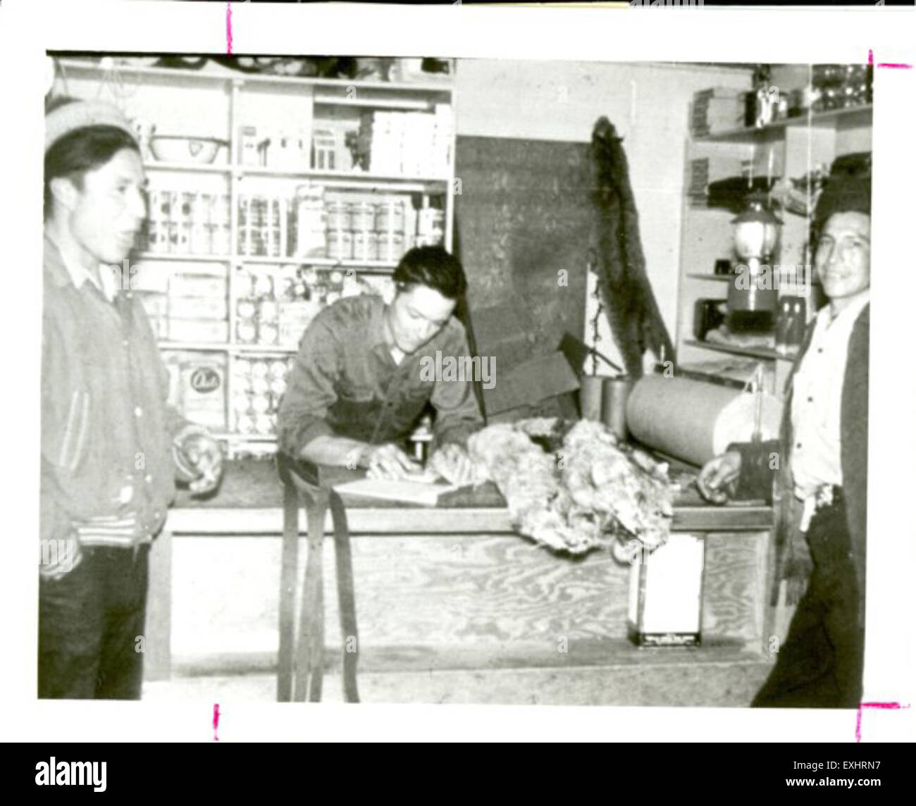 This historical image depicts the trading post at Chipewyan Lake in ...