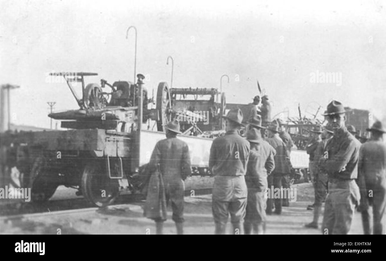This historical photograph shows war materials captured from the German ...
