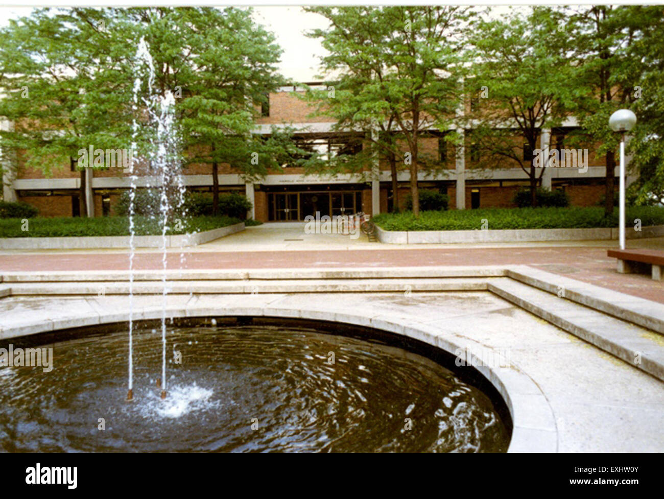 This image shows the fountain located at Goshen College Library, built ...