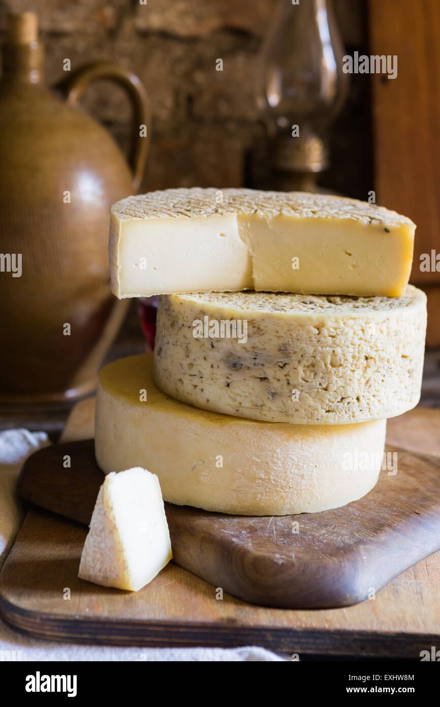 Still life with french goat cheese. Studio shoot with mystic light ...