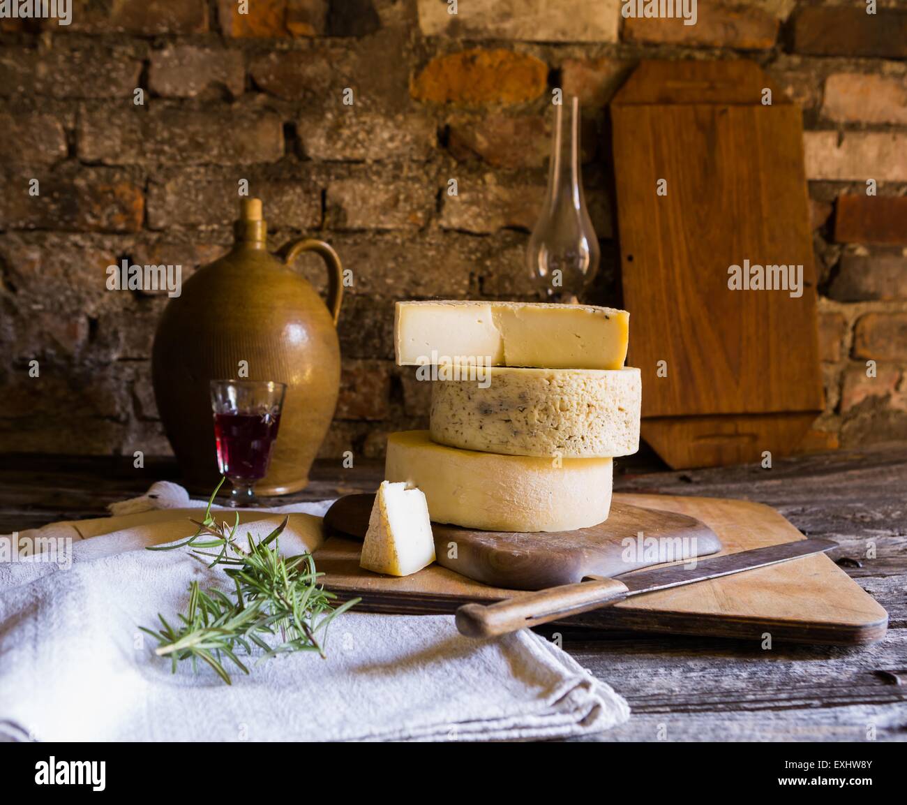Still life with french goat cheese. Studio shoot with mystic light ...
