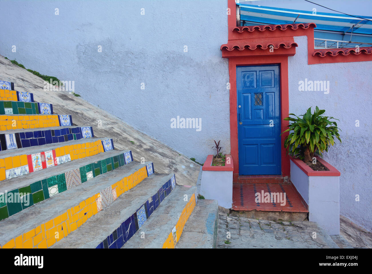 Colorful and cheerful door, and stairs, in Rio de Janeiro, Brazil Stock ...