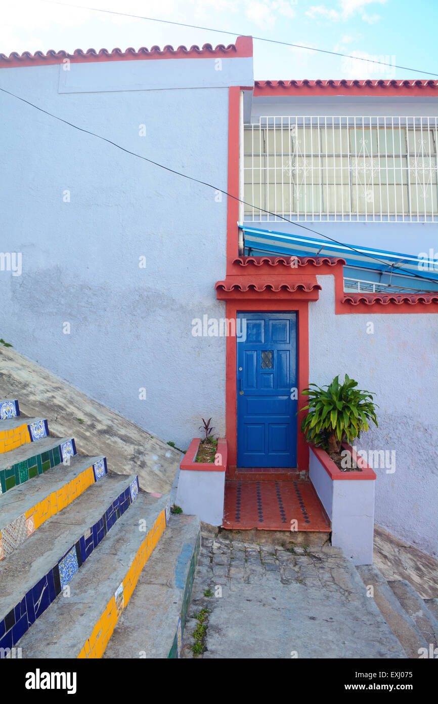 Colorful and cheerful door, and stairs, in Rio de Janeiro, Brazil Stock ...