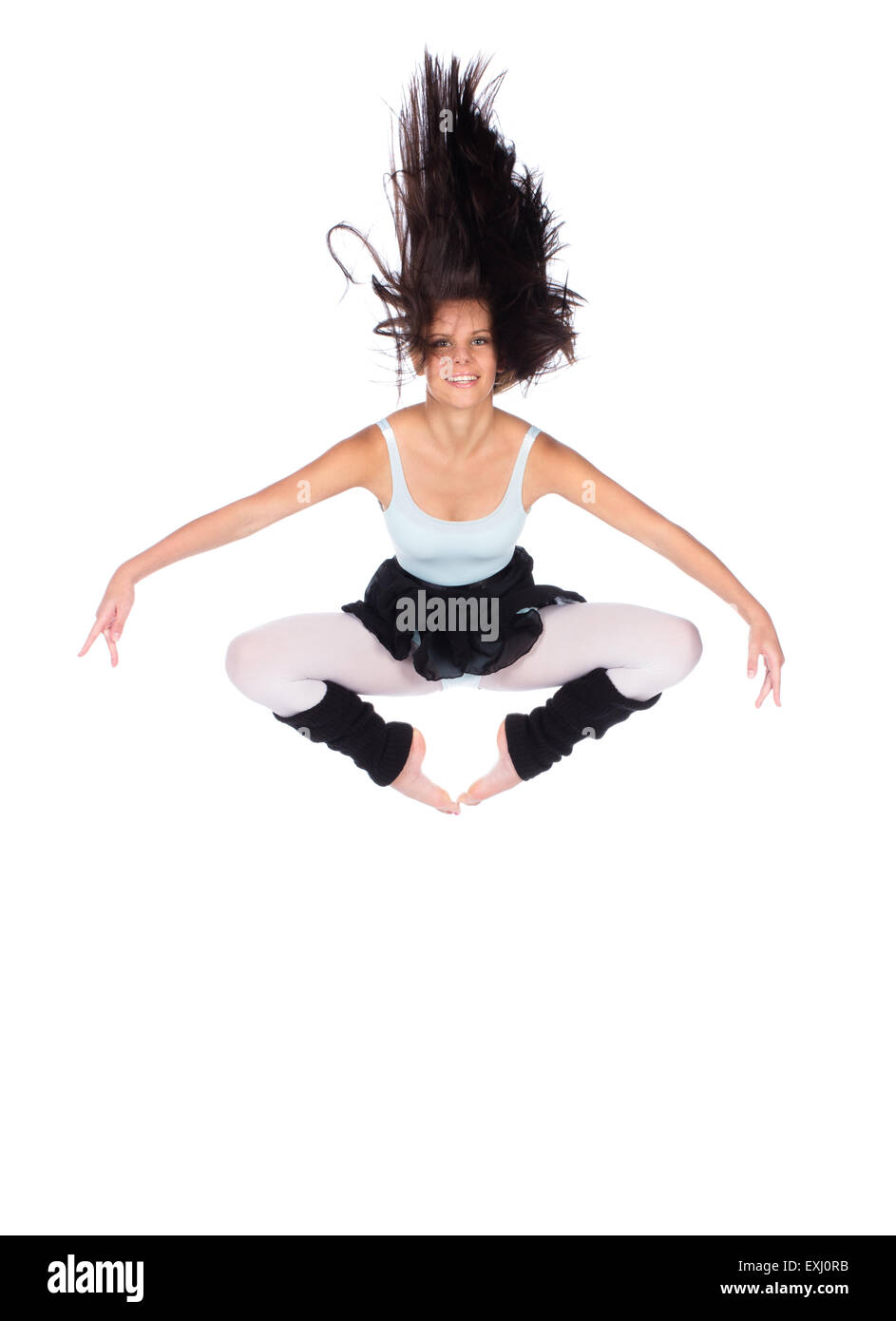 Beautiful female modern jazz contemporary style dancer isolated on a ...