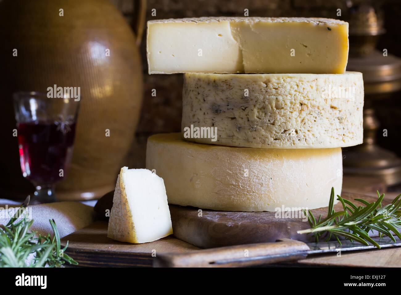 Still life with french goat cheese. Studio shoot with mystic light ...