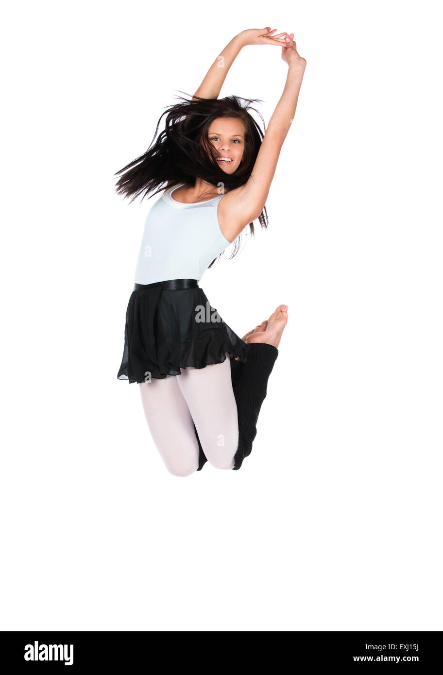 Beautiful female modern jazz contemporary style dancer isolated on a ...