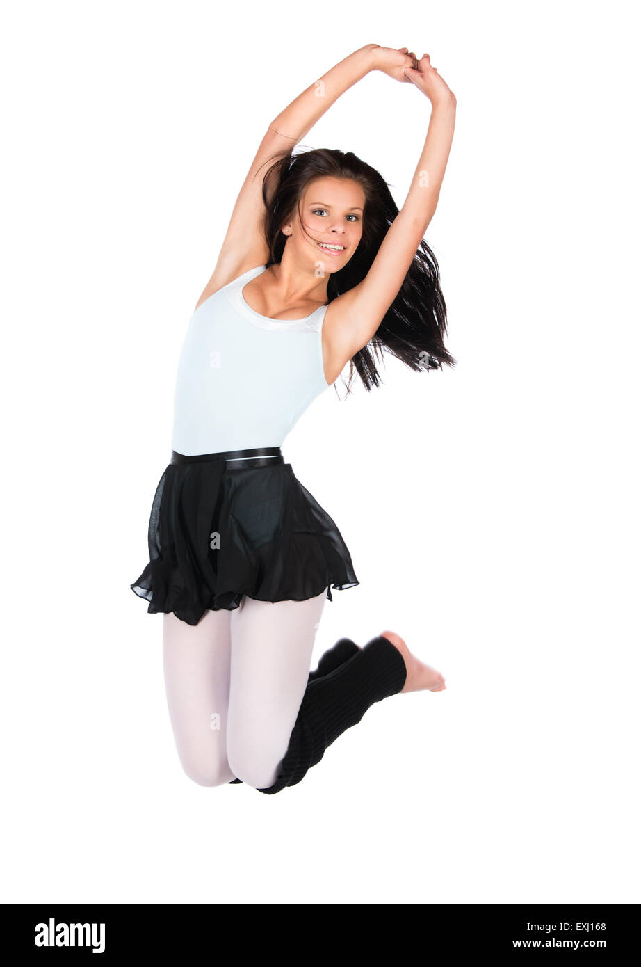 Beautiful female modern jazz contemporary style dancer isolated on a ...