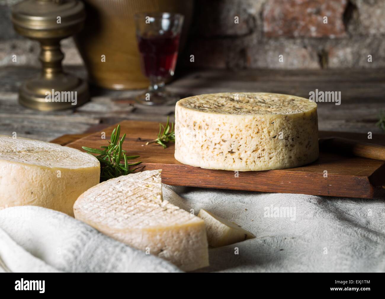 Still life with french goat cheese. Studio shoot with mystic light ...