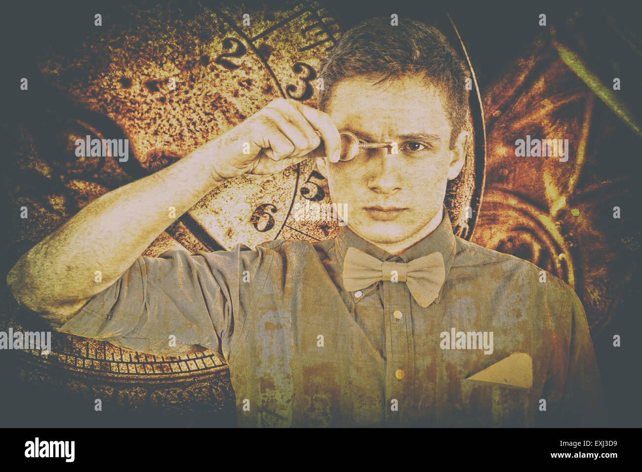 Modern prophet holds key to his eye, as a symbol of prophecies of ...