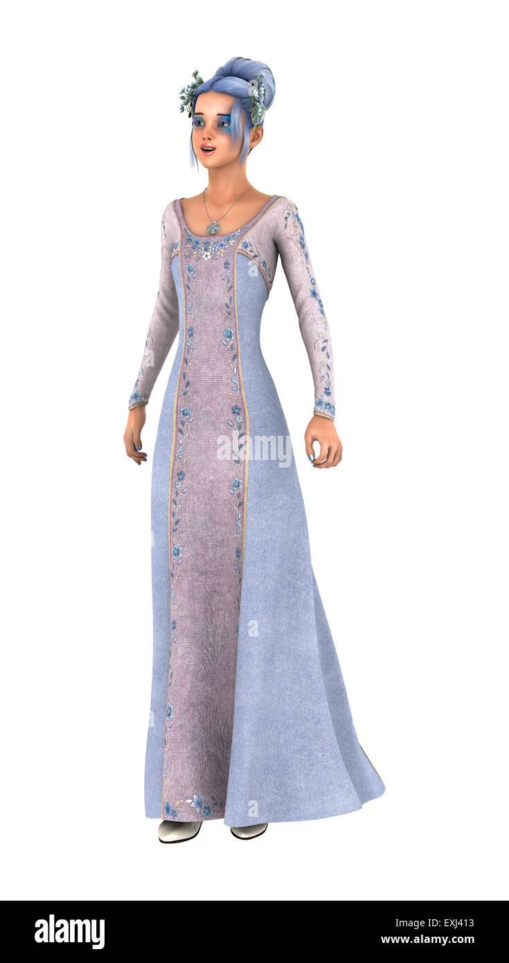 3D digital render of a beautiful princess of spring isolated on white ...