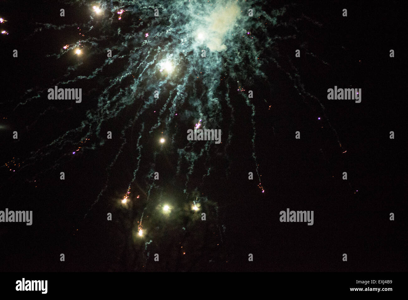 Fourth of July pyrotechnic Explosions Stock Photo - Alamy