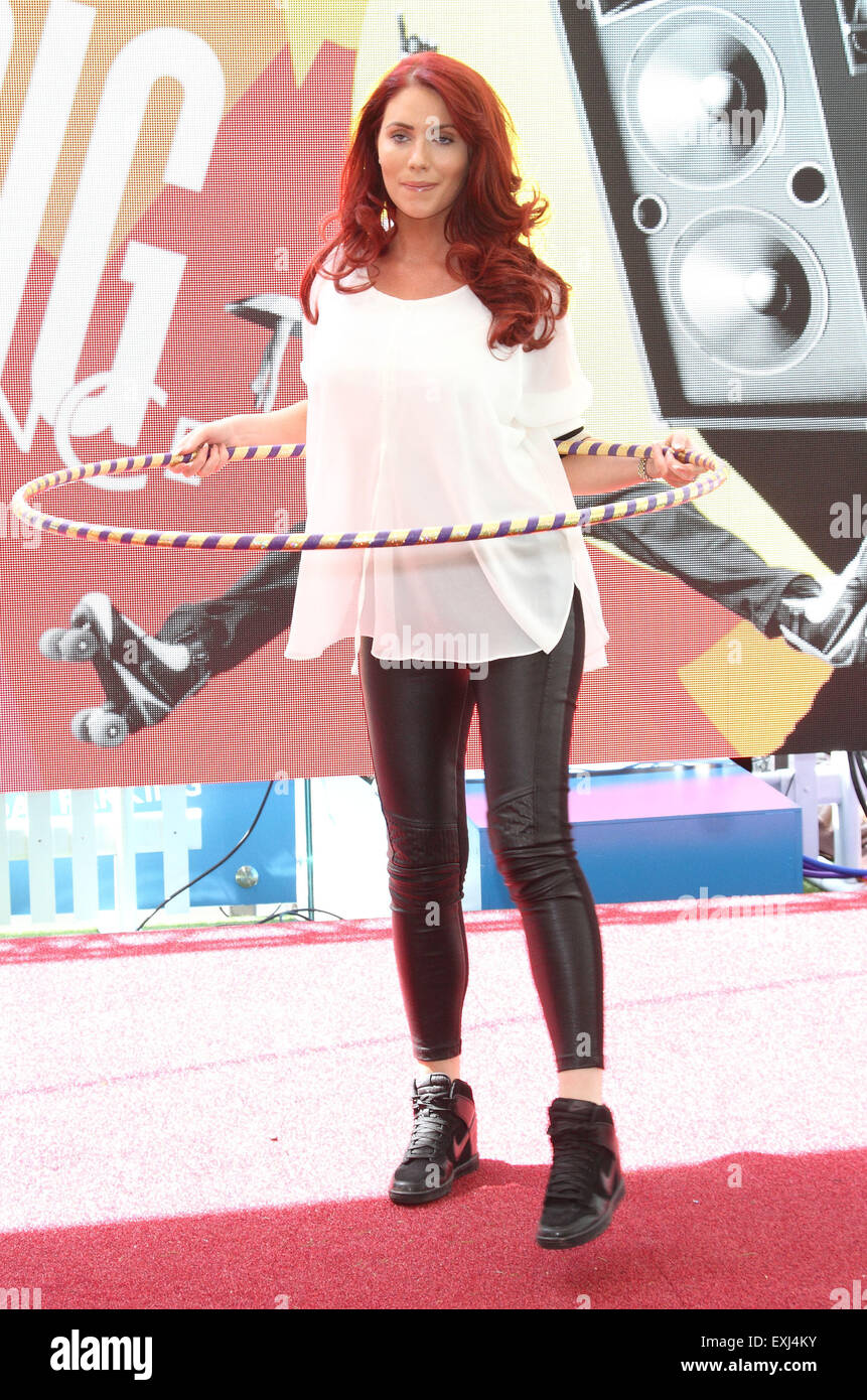 London, UK. 170614..Amy Childs Hula Hoops as she launches 'Big Dance ...