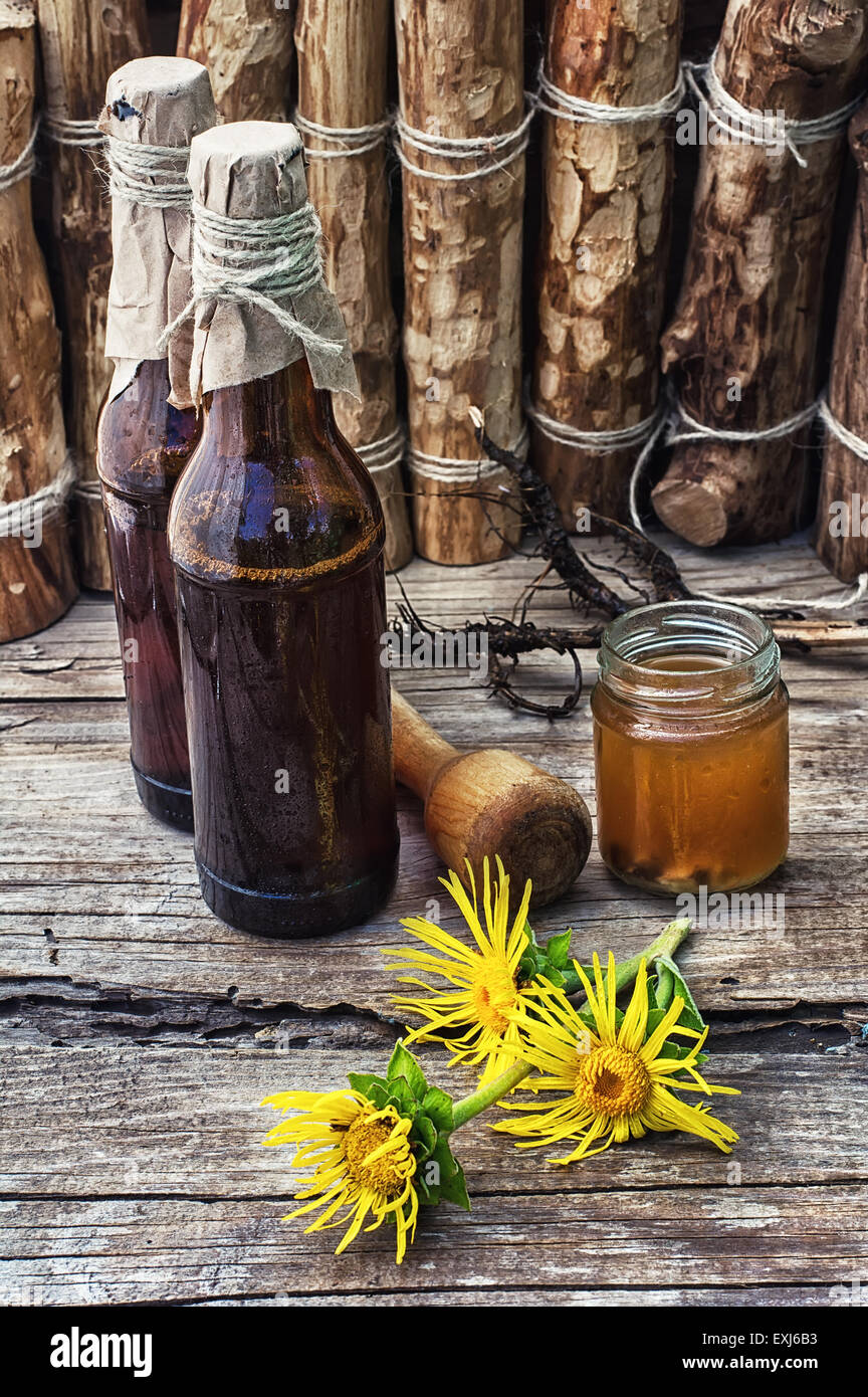 infusion of inflorescences and roots of the medicinal plant Inula on ...