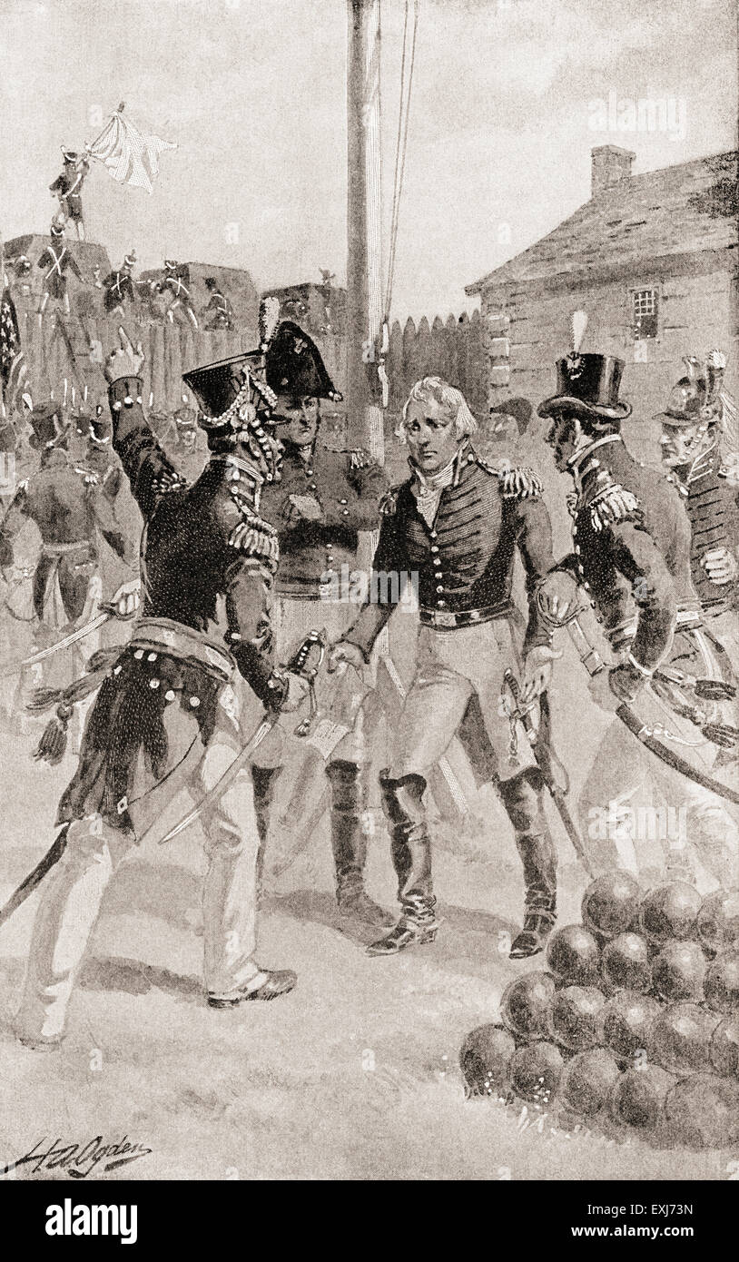 Brigadier General William Hull surrenders the fort and town of Detroit ...