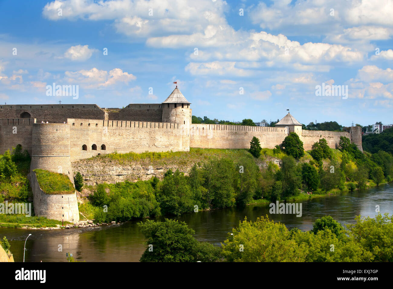 Ivangorod fortress at the border of Russia and Estonia Stock Photo - Alamy