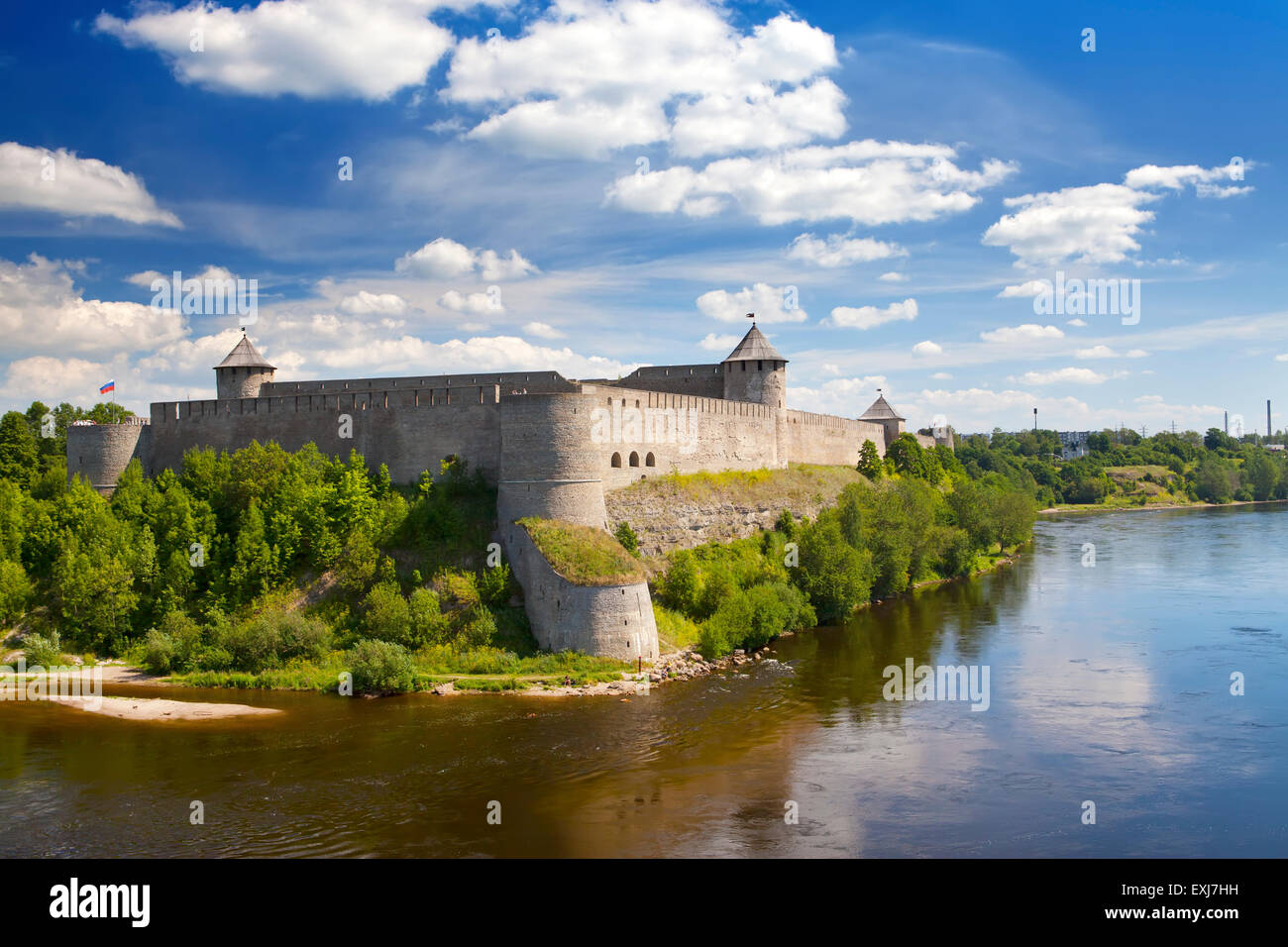 Ivangorod fortress at the border of Russia and Estonia Stock Photo - Alamy