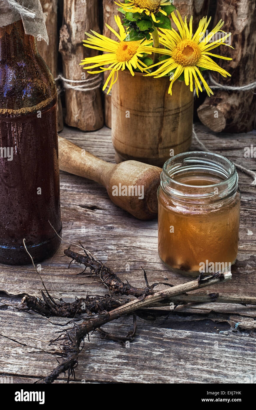 infusion of inflorescences and roots of the medicinal plant Inula on ...