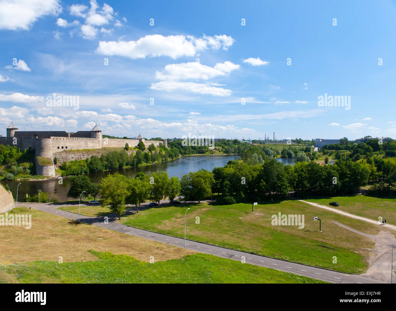 Ivangorod fortress at the border of Russia and Estonia Stock Photo - Alamy