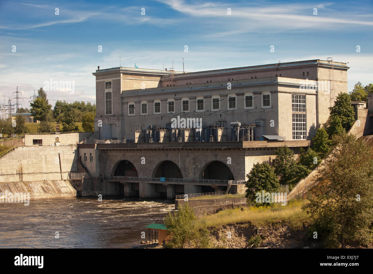 Estonia. Narva. Hydroelectric power station on the river Narva Stock ...