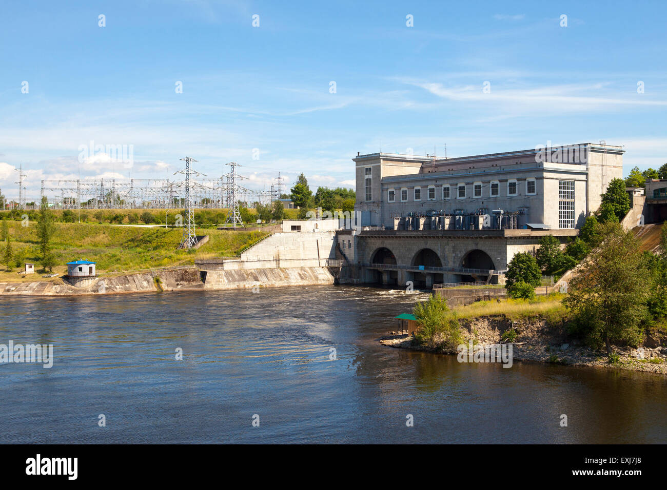 Estonia. Narva. Hydroelectric power station on the river Narva Stock ...