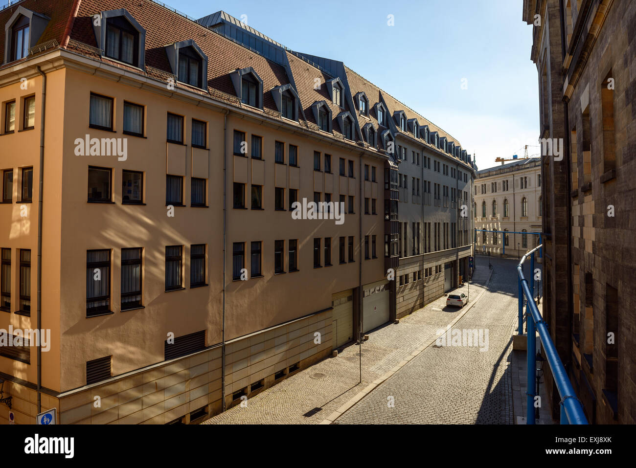View of Bruhl Alley from Bruhl Terrace in light of evening winter sun ...