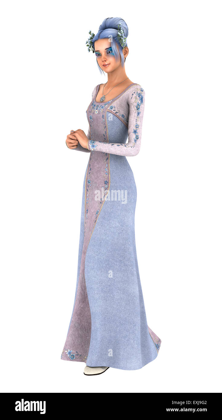 3D digital render of a beautiful princess of spring isolated on white ...