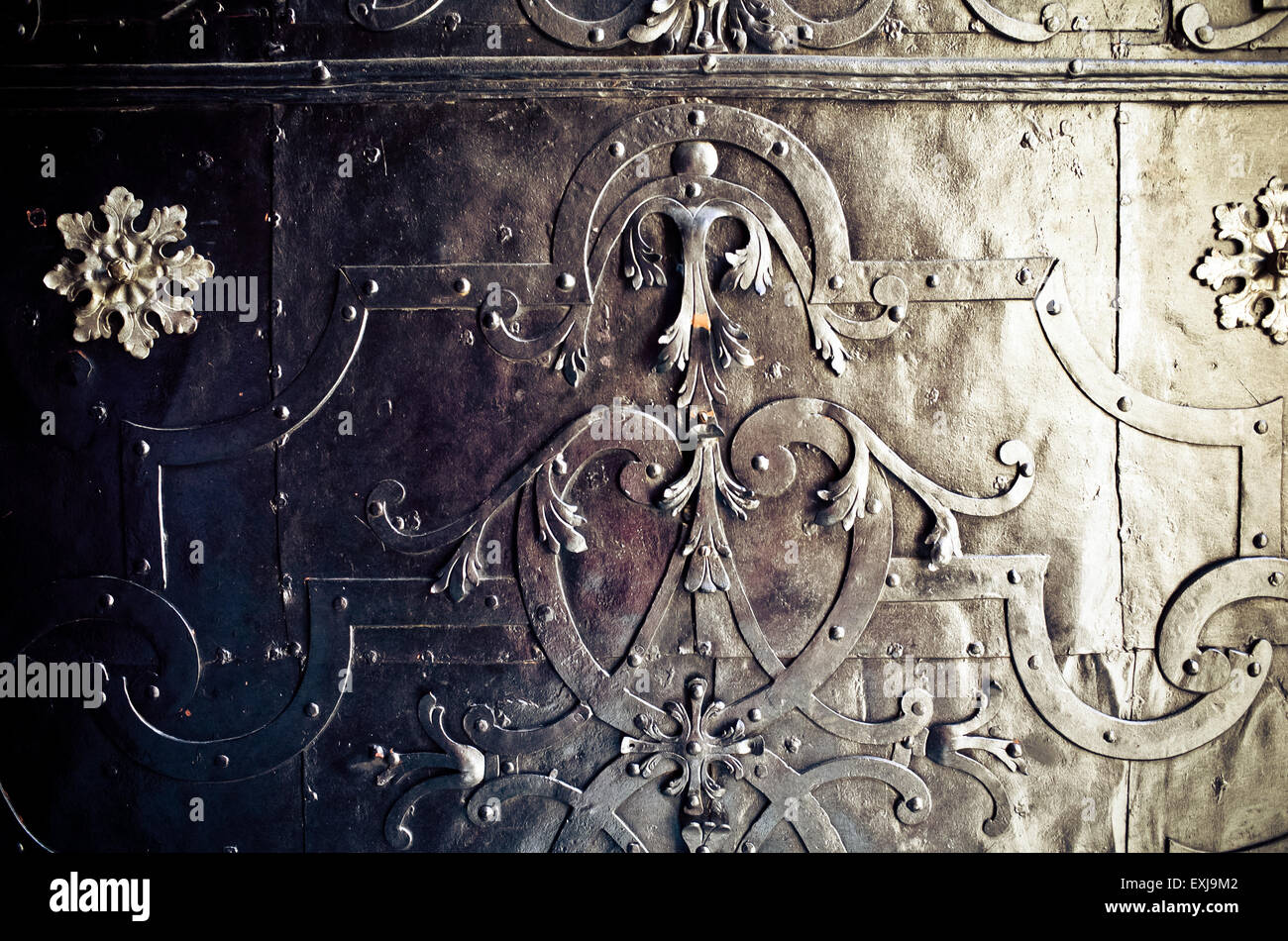 detail of a metal medieval portal Stock Photo - Alamy