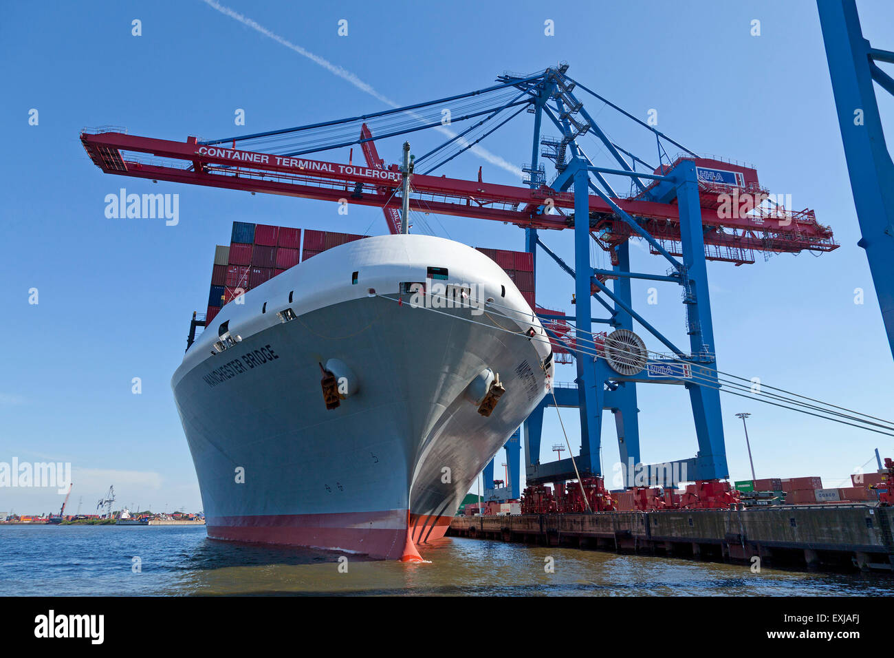 container ship ´Manchester Bridge´, container terminal Tollerort ...