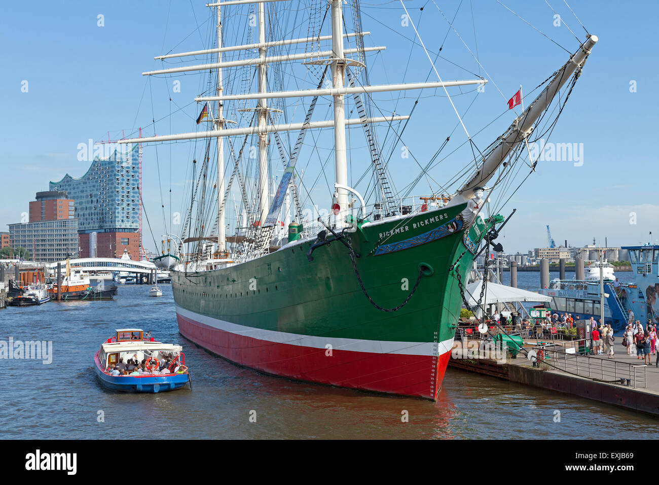 sailing ship ´Rickmer Rickmers´, Jetties, Hamburg, Germany Stock Photo ...
