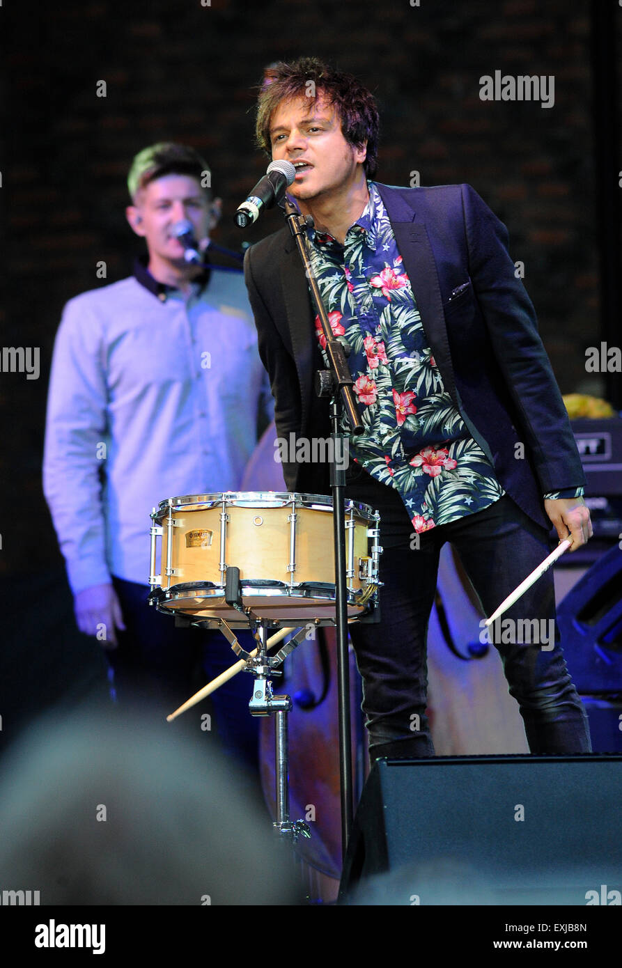 London. UK. Jamie Cullum performs on stage at Hampton Court Palace ...