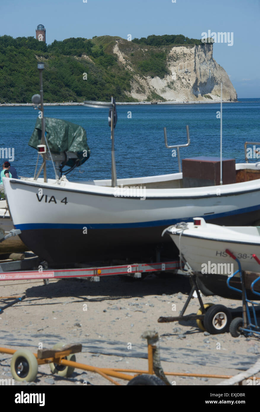 View of the temple fortess on Cape Arkona from the coast of the fishing ...