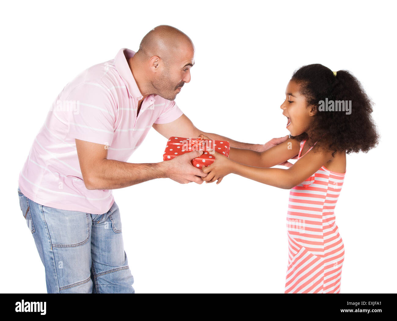 Adorable cute african child with afro hair wearing a white and pink ...