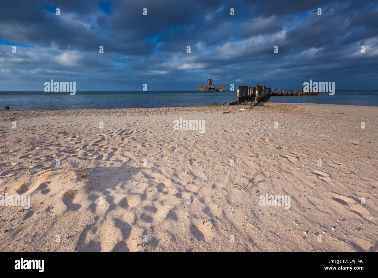 Baltic shore. Beautiful dramatic weather seascape of polish shore of ...