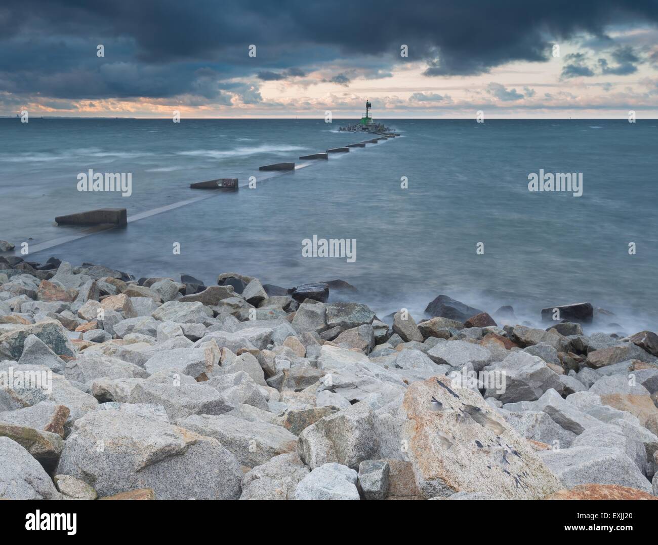 Baltic shore. Beautiful dramatic weather seascape of polish shore of ...