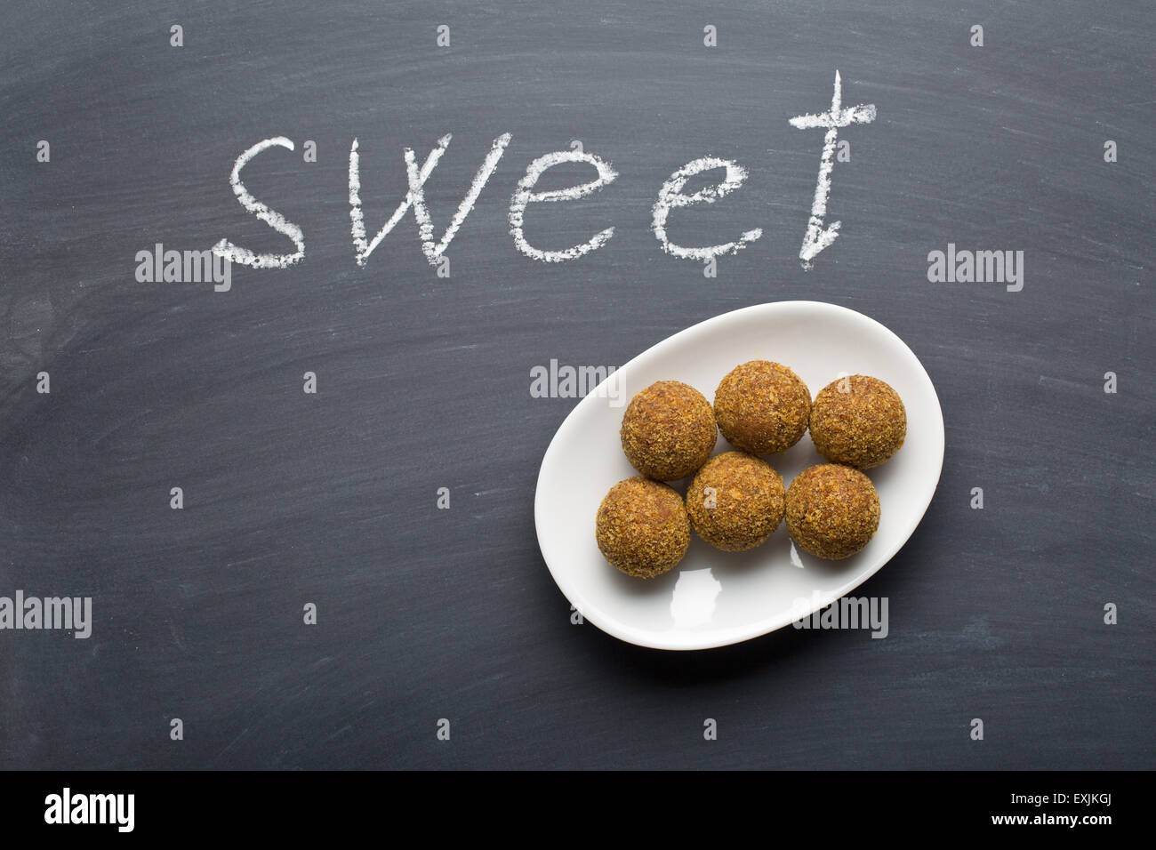 the sweet dessert on chalkboard Stock Photo - Alamy