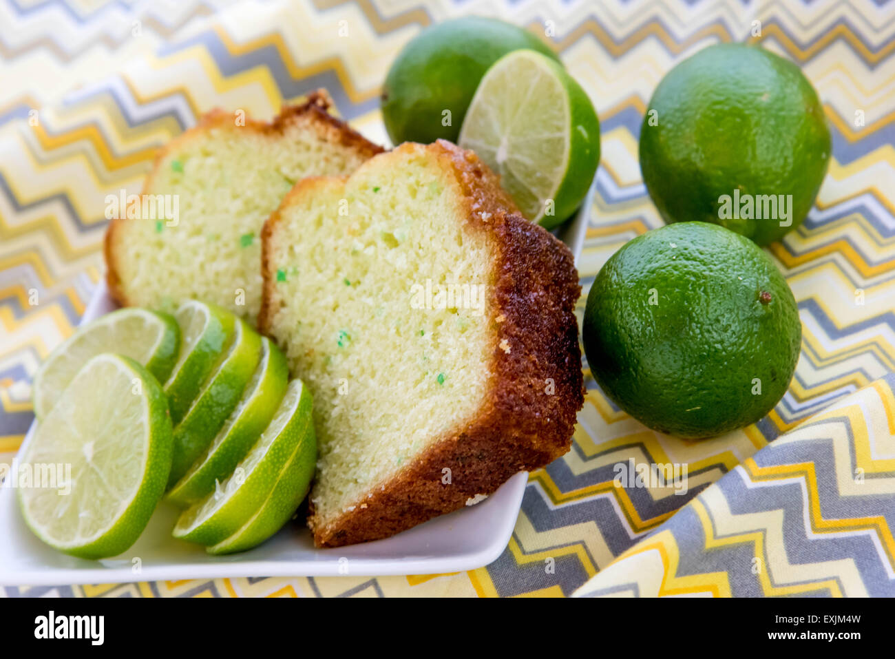 sweet and refreshing dessert - fresh baked key lime pudding cake Stock ...