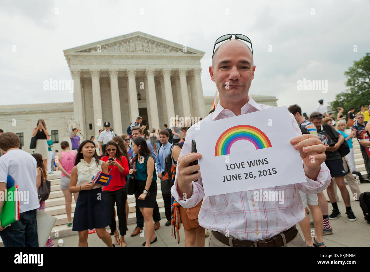 Gay Marriage Proponent Celebrates Outside Of The Us Supreme Court After
