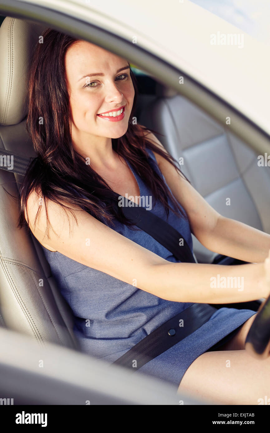 Beautiful woman driving Stock Photo - Alamy