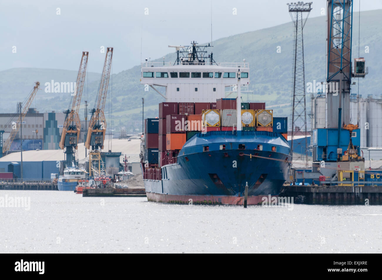 Container freight ship moored in Belfast Stock Photo - Alamy
