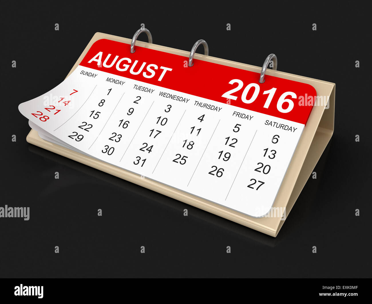 Calendar - august 2016 (clipping path included Stock Photo - Alamy